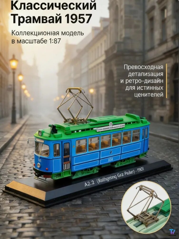 Коллекционная модель трамвая 1:87 европейский классический ретро-трамвай, статичная модель для интерьера