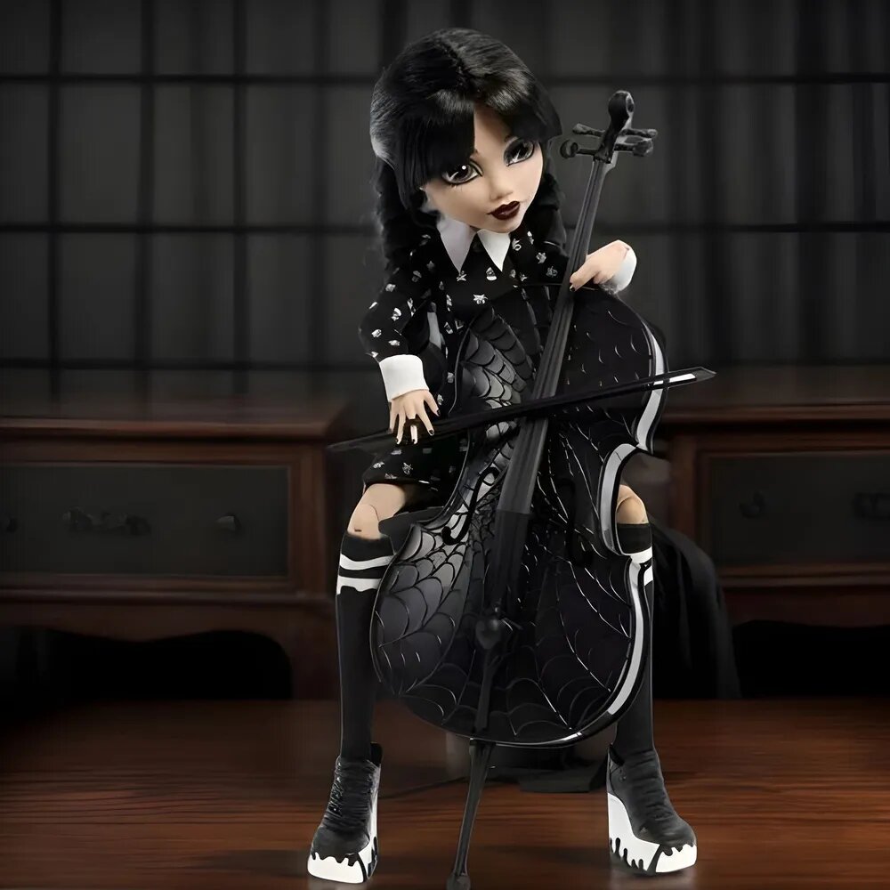 Кукла Wednesday Addams Monster-High, в комплекте с Thing и подставкой для куклы