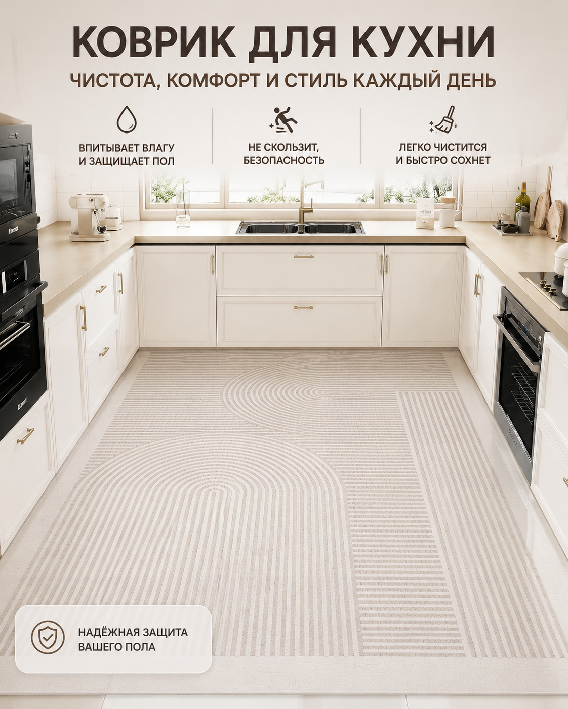 Ковер "Кухня, Спальня", ПВХ, водонепроницаемый, маслостойкий, 50*160 см