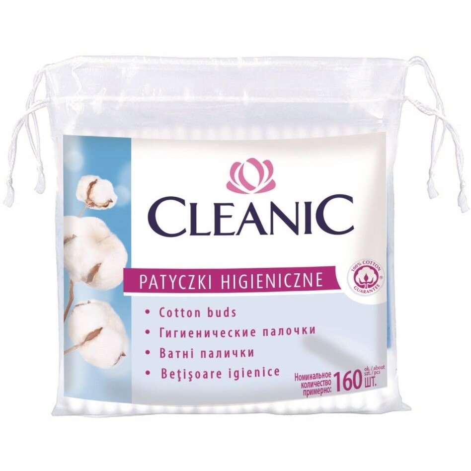 Ватные палочки СLEANIC Гигиенические, в пакете, 160 шт (10010104)