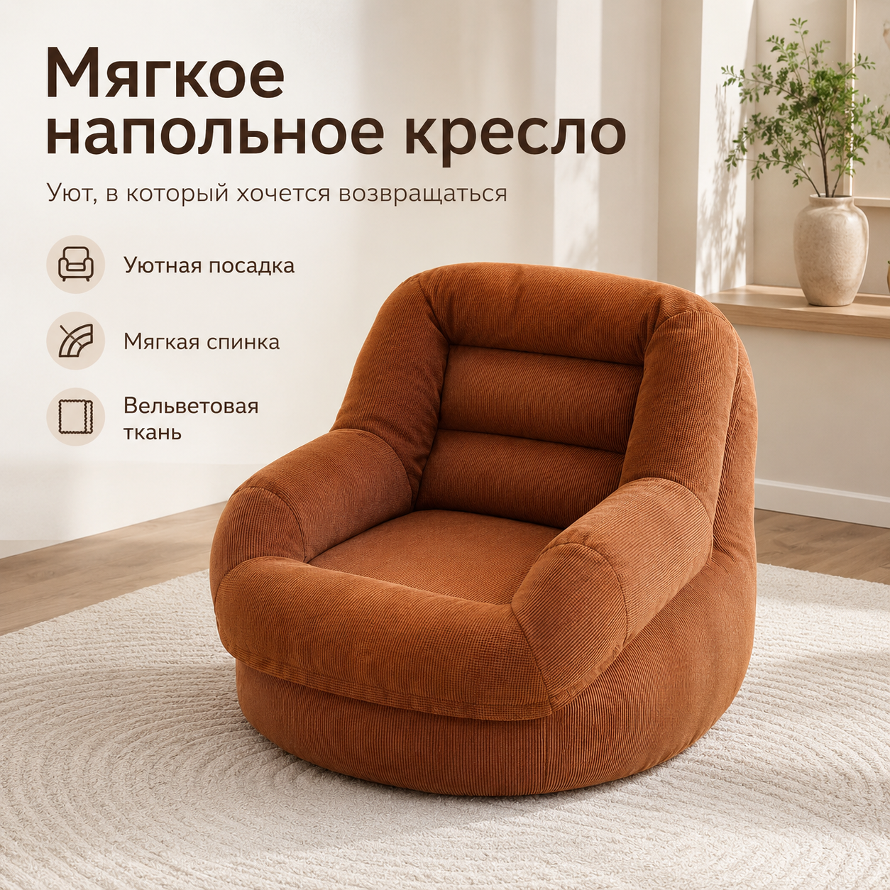 Кресло-мешок с фиксированным углом ，Эргономичный дизайн Удобное кресло для отдыха Диван для гостиной и спальни