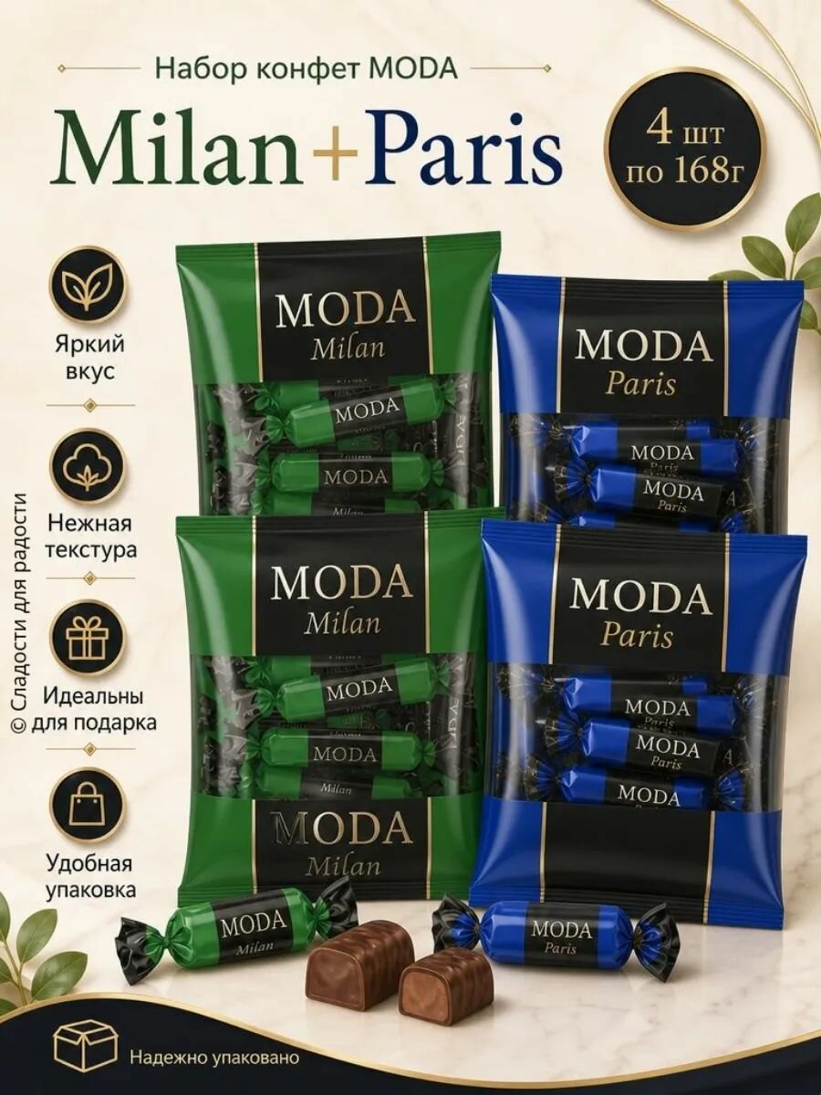 Набор конфет MODA Milan+Paris 2+2 по 168 грамм