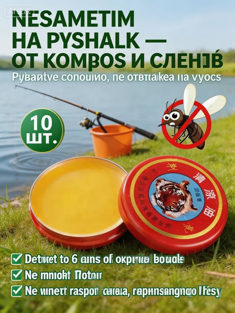 Твердая мазь Tiger Balm 10 штук, облегчает укусов комаров, симптомы простуды, гриппа и головную боль