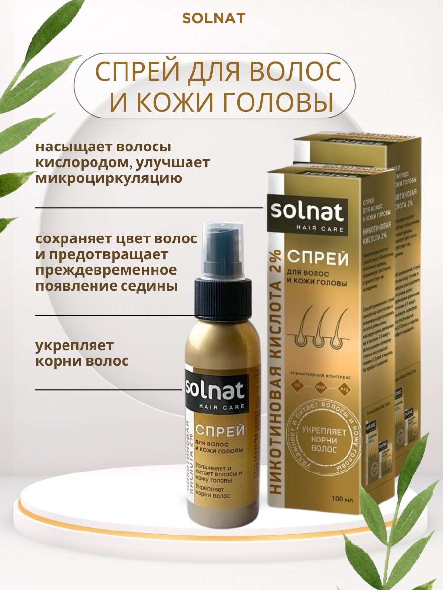 Спрей для роста волос с никотиновой кислотой 2% 2шт*100мл