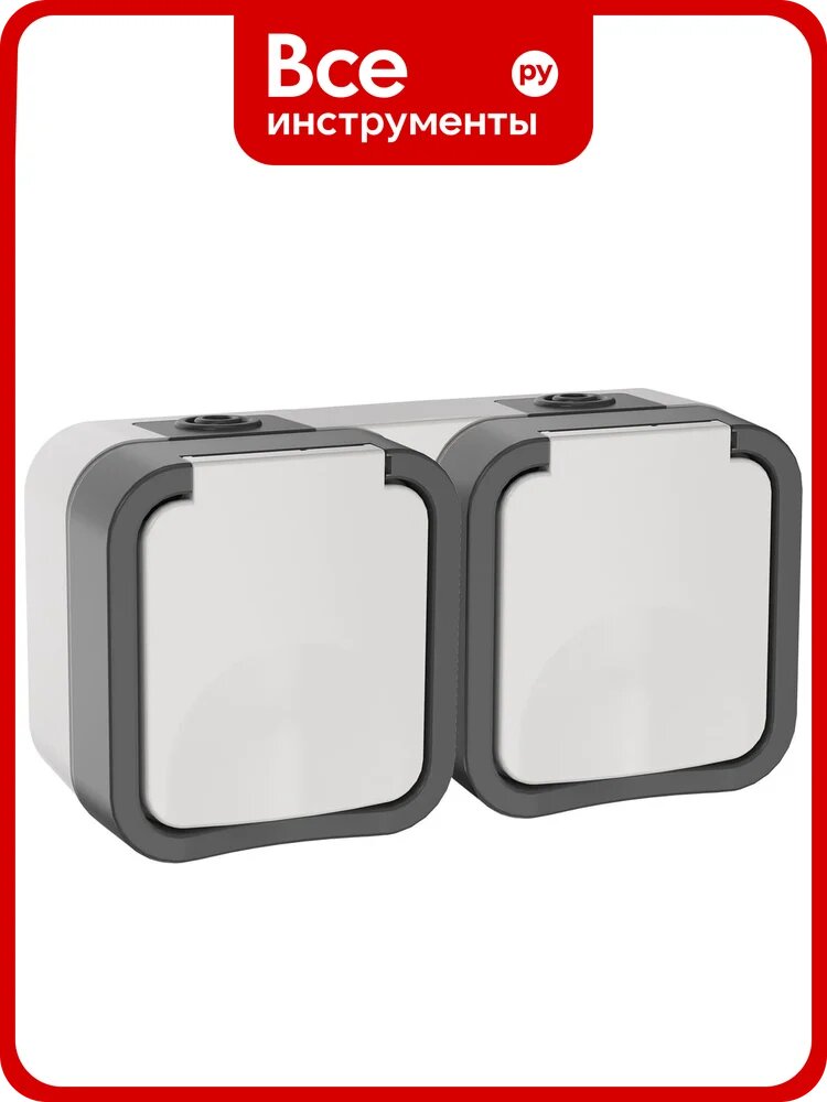 Розетка IEK Tors 2-ая с з/к кр. горизонтальная 16а ip55 ts222 белый TS-R26-16-55-G-K41