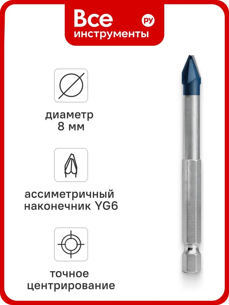 Сверло по керамограниту RAGE HARD CERAMIC HEX 8х90 мм Furious 554098