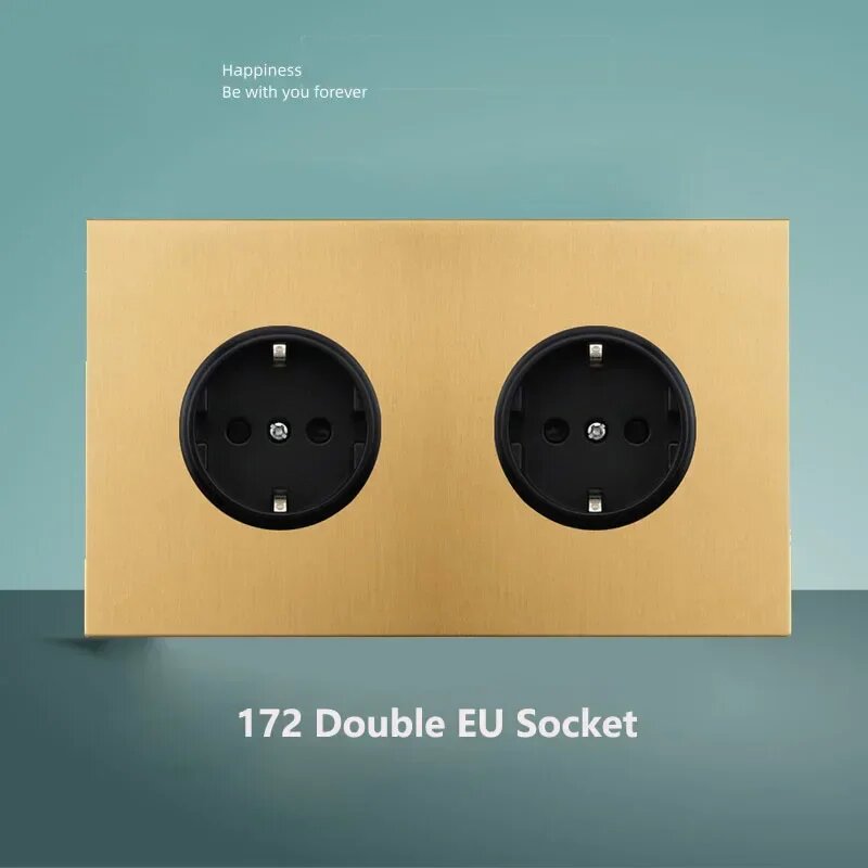Золотой настенный выключатель из нержавеющей стали 1-4 клавишного 2 EU Socket