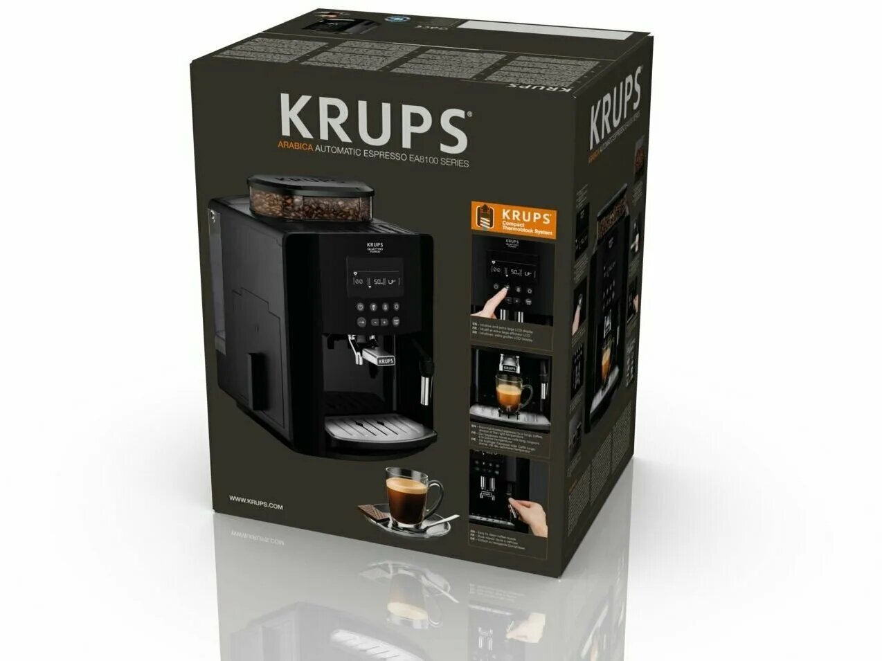 Кофемашина Krups EA8100, ретро-стиль, автоматическая, черная
