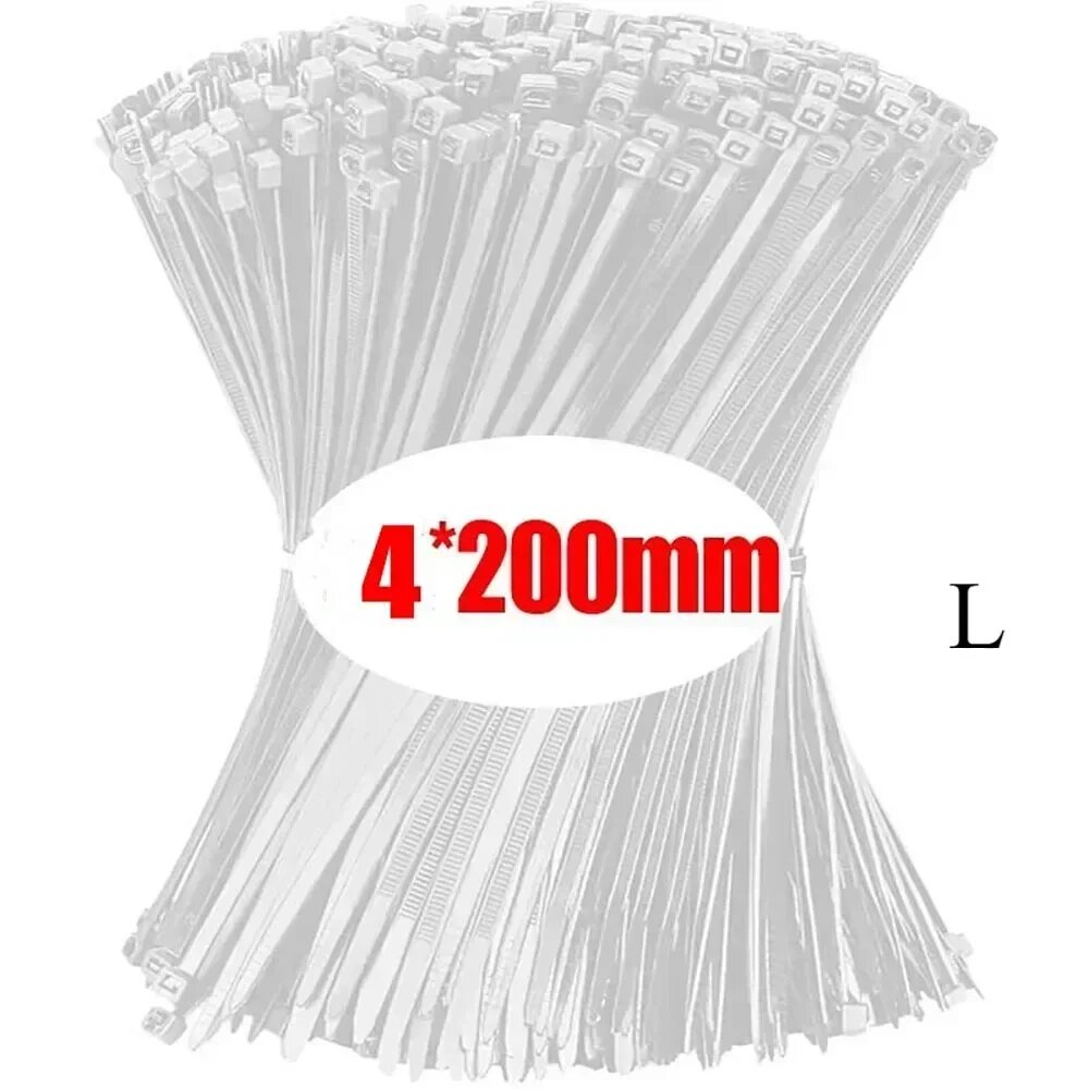 Кабельные стяжки нейлон черные/белые 100-1000 шт. 100 PCS, White-4x200