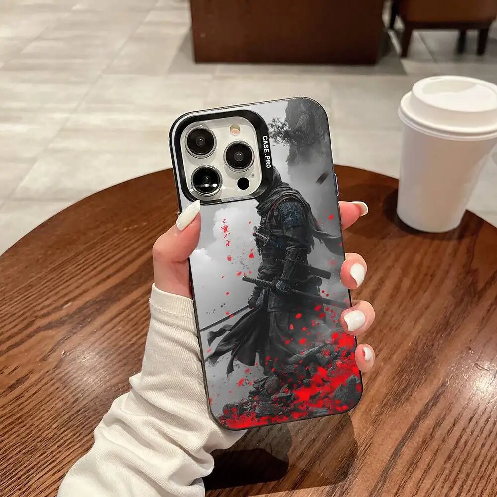 Чехол для телефона с аниме-самураем для iPhone 16 15 14 13 12 11 17 Черный, z4, For iPhone 12pro max