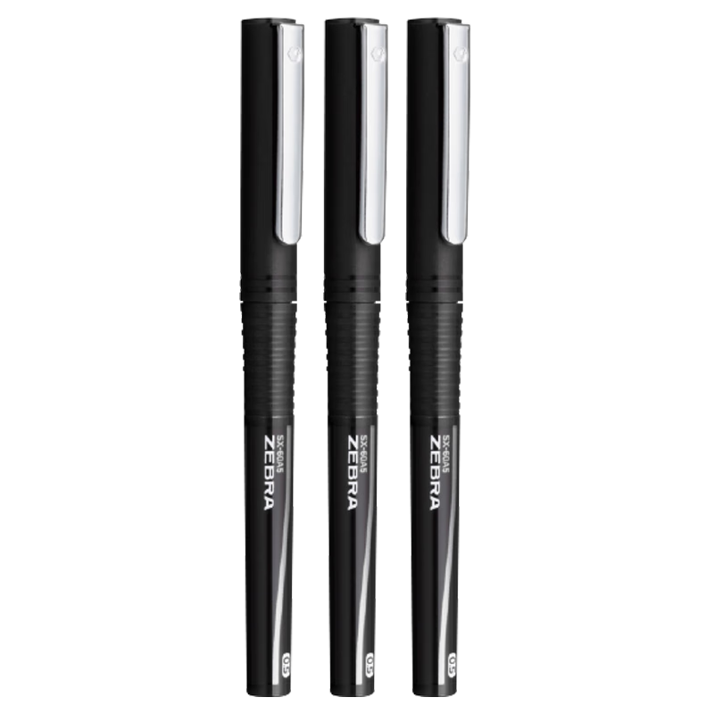 Ручка ZEBRA Silver Snake Direct Liquid Signature 0.5 мм для школьных экзаменов и заметок чёрная 3 шт. Цвет：Черный, 3 шт.