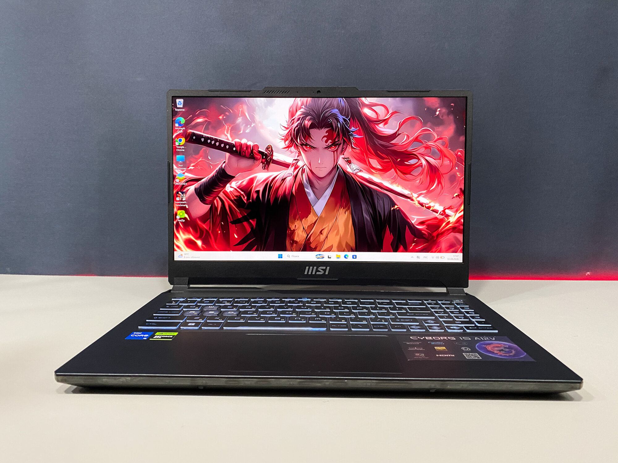 Ноутбук Msi Cyborg 15.6"240Hz/Intel Core i5-12450H 8/12*2.00-4.40GHz/RTX4050-6Gb/16Gb DDR5/SSD512