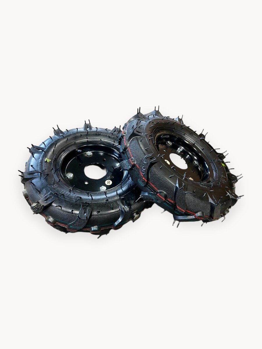 Колесо для мотоблока, правый/левый, камера+покрышка, 4.00-8, черное, комплект из 2 шт.