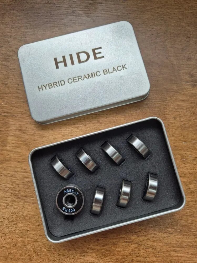 Подшипники керамические HIDE Hybrid ceramic black ABEC-7 для лыжероллеров, скейтборда и самокатов