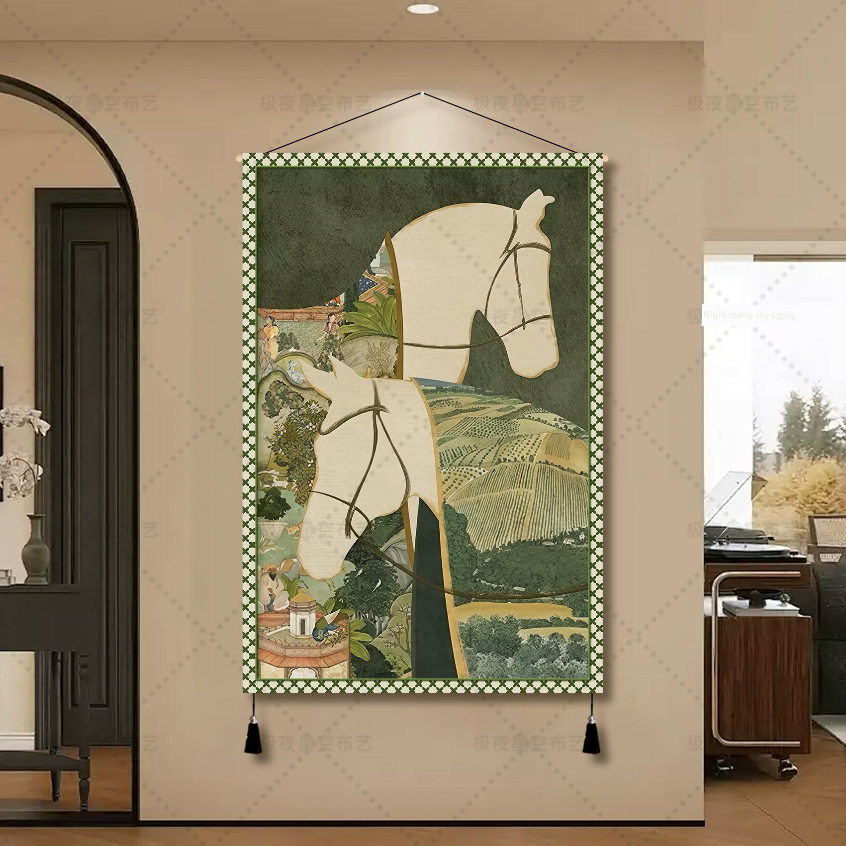 Ретро-карандаш 'Успех на коне' из хлопка-льна для стен, 50x75 см, толстый с комплектом аксессуаров