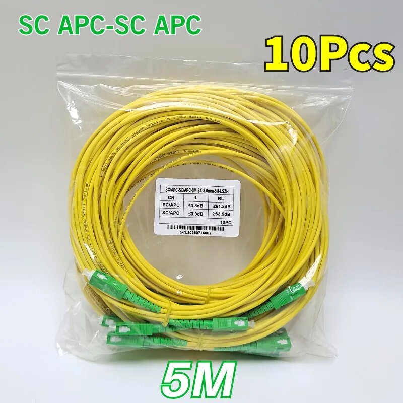 Оптоволоконный патч-корд SC APC - SC APC, одномодовый, 10 шт, 1м, 2м, 3м, 5м 10 pcs 5m