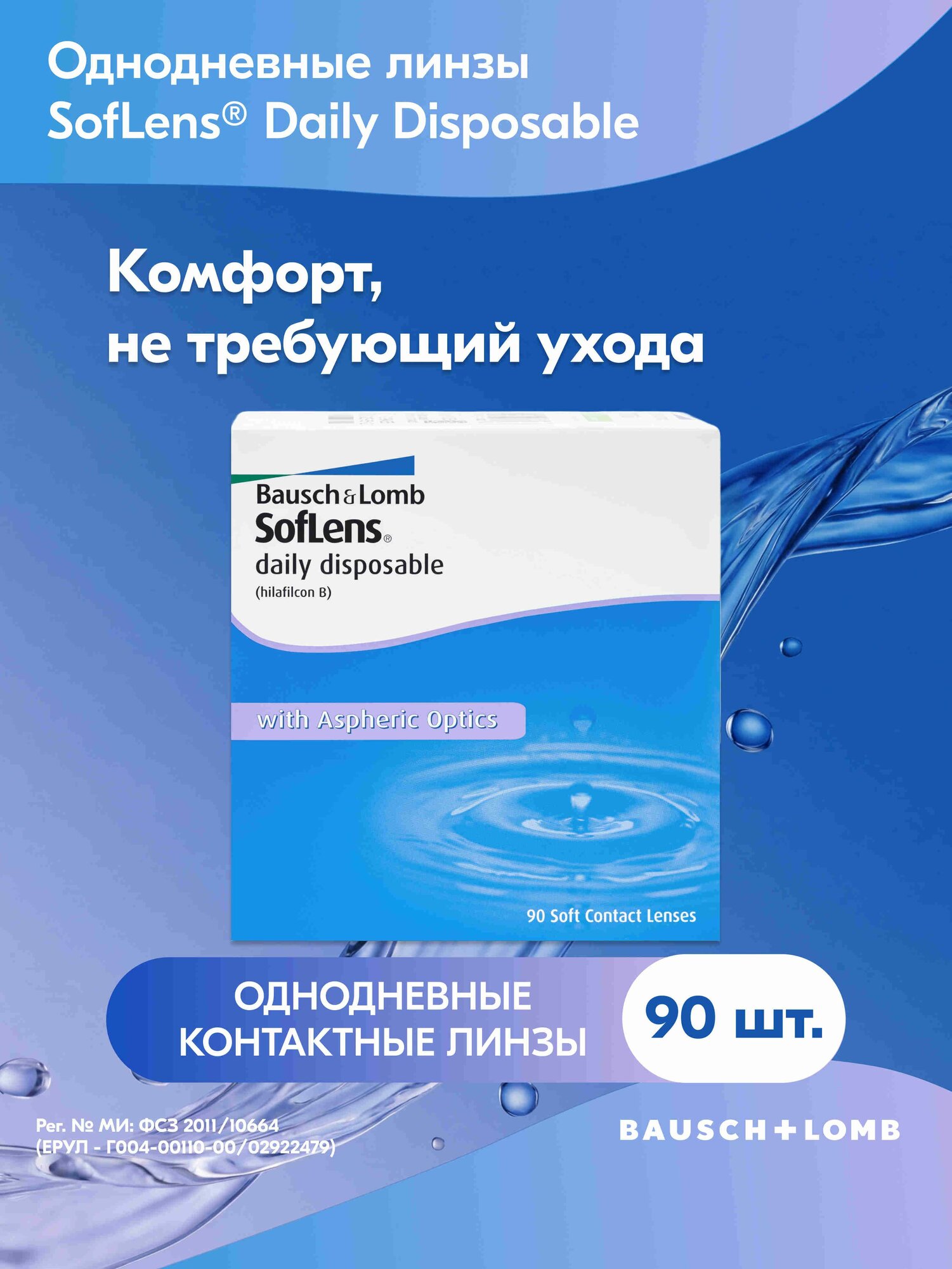 Bausch+Lomb SofLens® Daily Disposable контактные линзы 90 шт. / -2.00 / 8.6 /