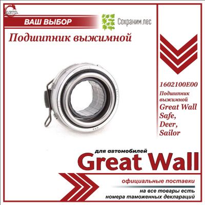 Подшипник выжимной для Грейт Вул Сейф, Дир, Сейлор / Great Wall Safe, Deer, Sailor / 1602100E00