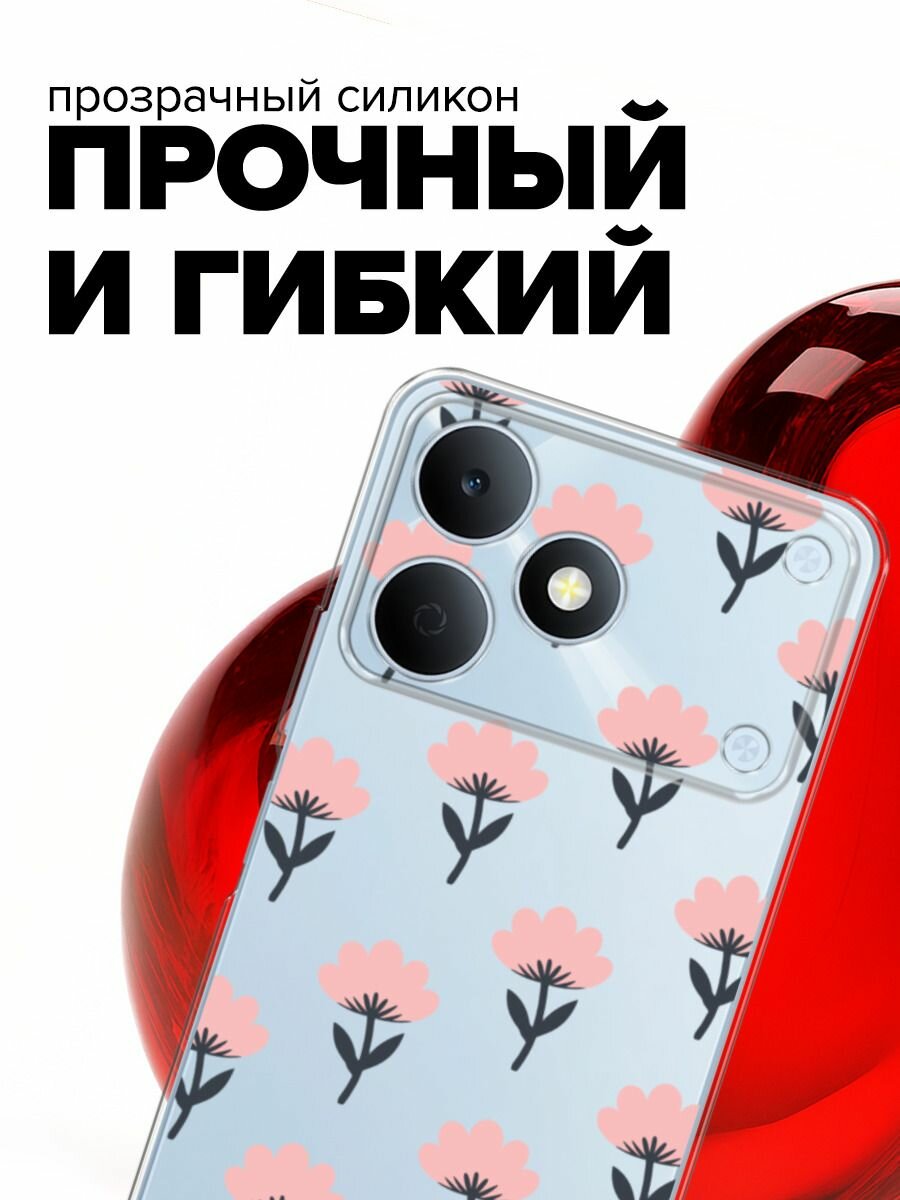 Чехол на Realme Note 80 / Реалми Нот 80 с принтом Паттерн облачные цветы — фото 1
