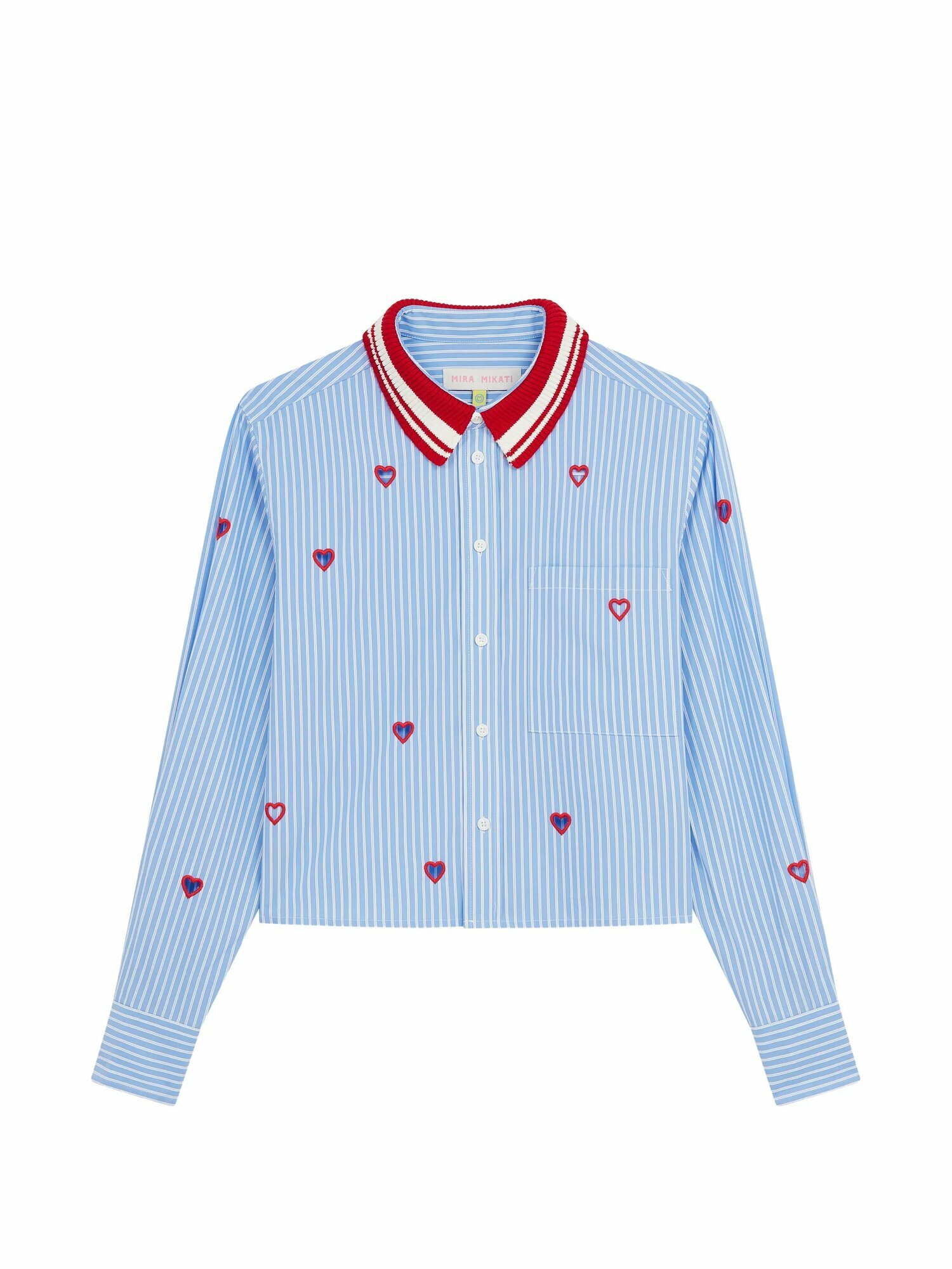 Футболка Mira Mikati Heart-embroidered striped shirt