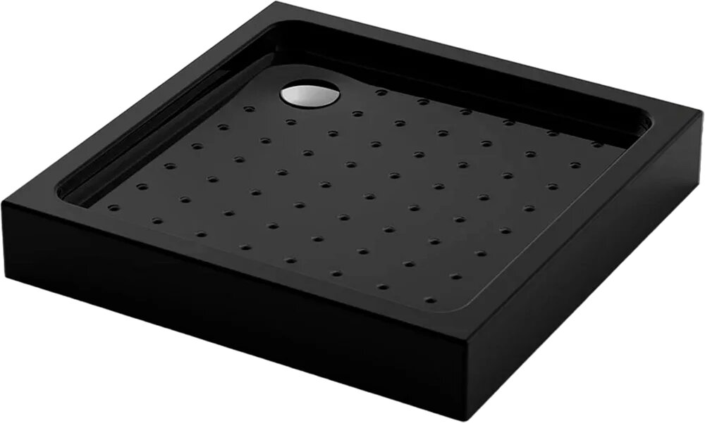Поддон для душа Veconi Tezeo acrylic TZ-52B 80x80 см, акриловый, черный, квадратный, низкий, с антискользящим покрытием