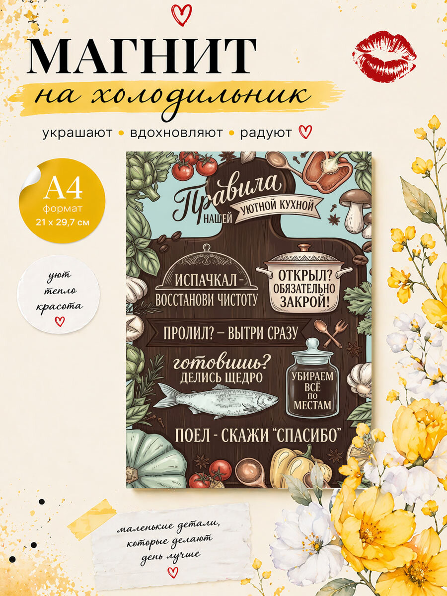 Магнит на холодильник "Правила нашей уютной кухни"