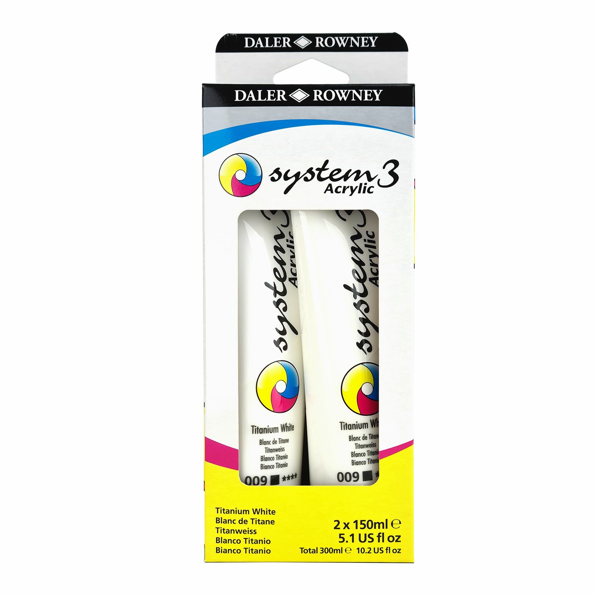 Daler Rowney SYSTEM3 краски акриловые художественные, набор Titanium White Set 2 по 150 мл, D129100102