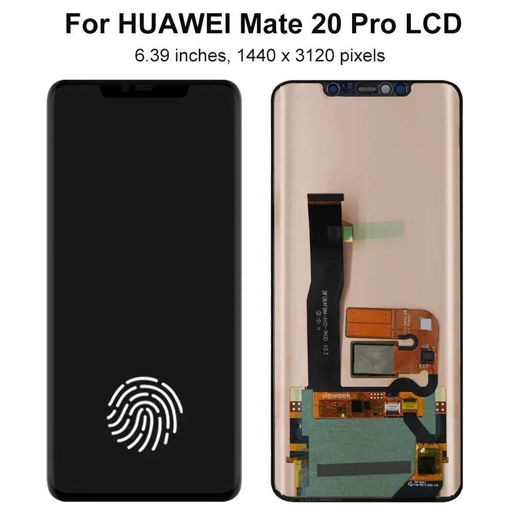 6,39-дюймовый OLED-дисплей для Huawei Mate 20 Pro, LYA-L09, LYA-L29, сенсорный экран, панель управления, комплектующие.