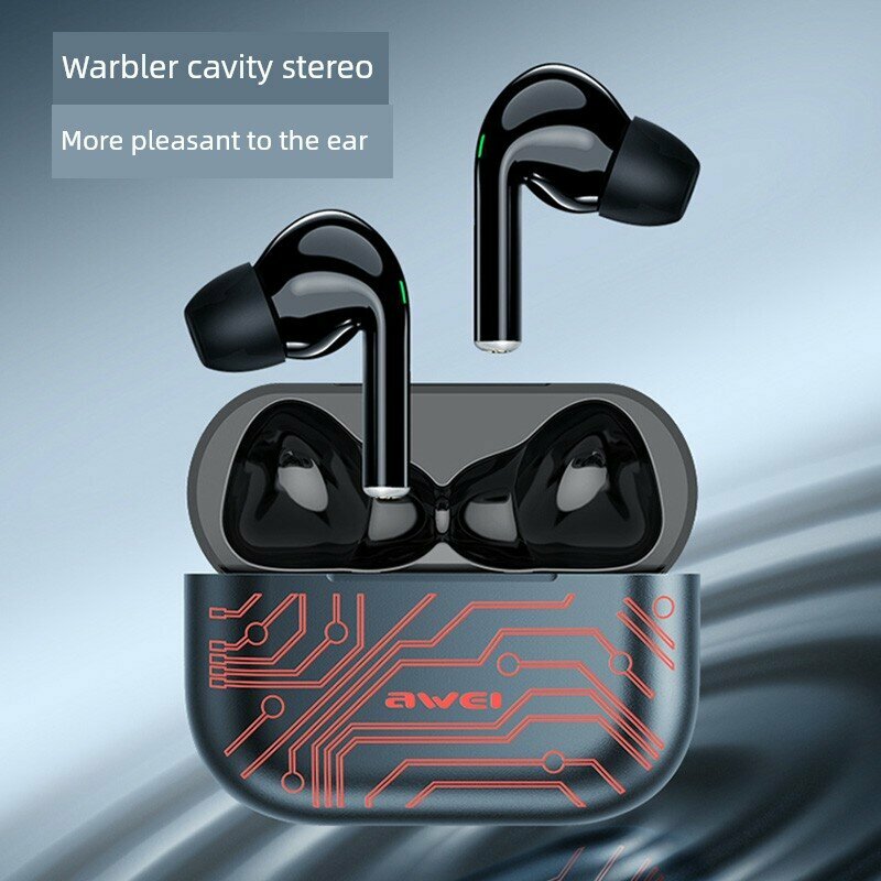 Наушники Awei T29Pro беспроводные Bluetooth с небесно-голубым узором 'Фрагменты' для спорта, музыки и звонков, высокая
