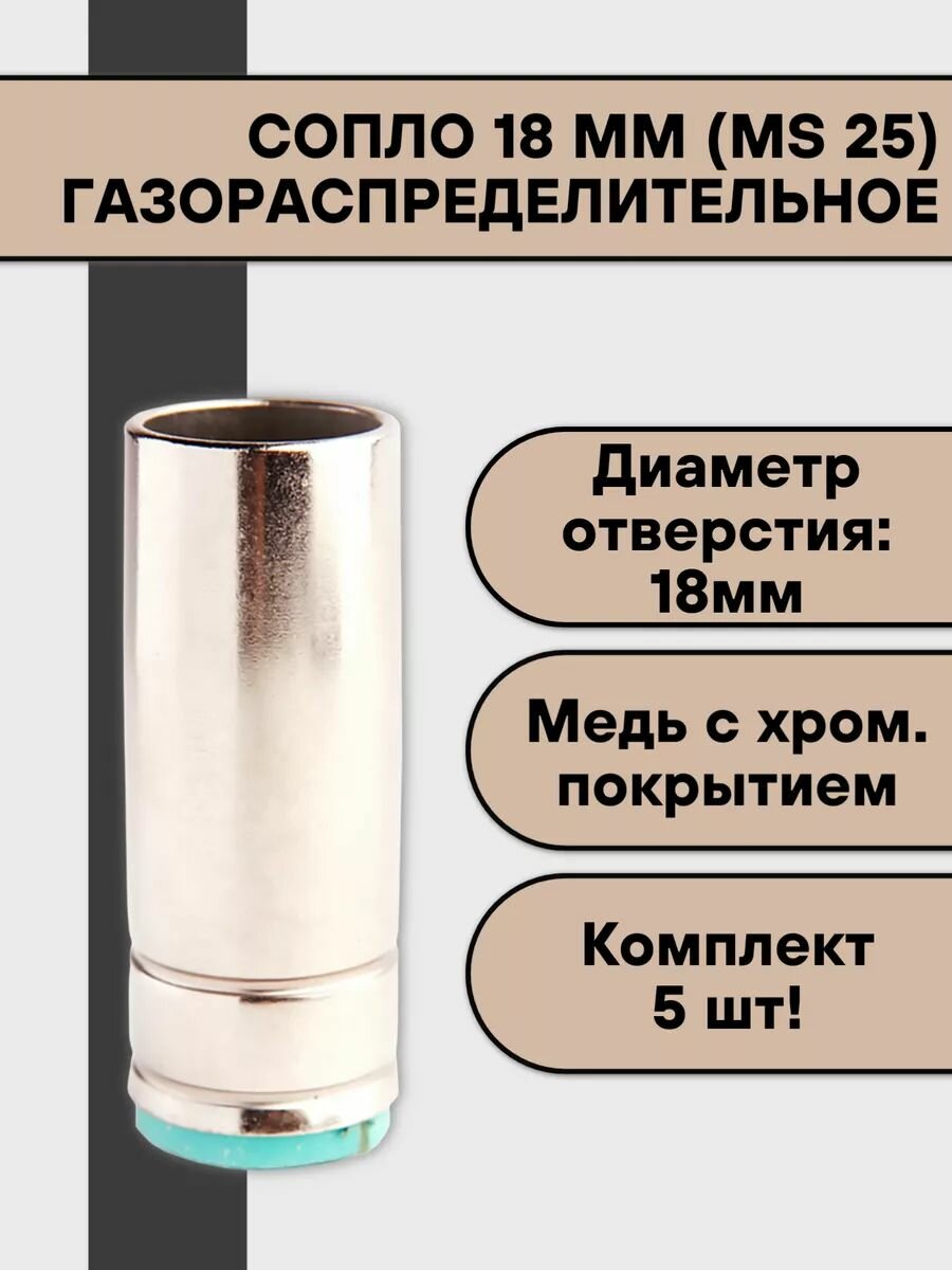 Сопло для полуавтомата 18 мм (MIG 25) цилиндрическое (5 шт)