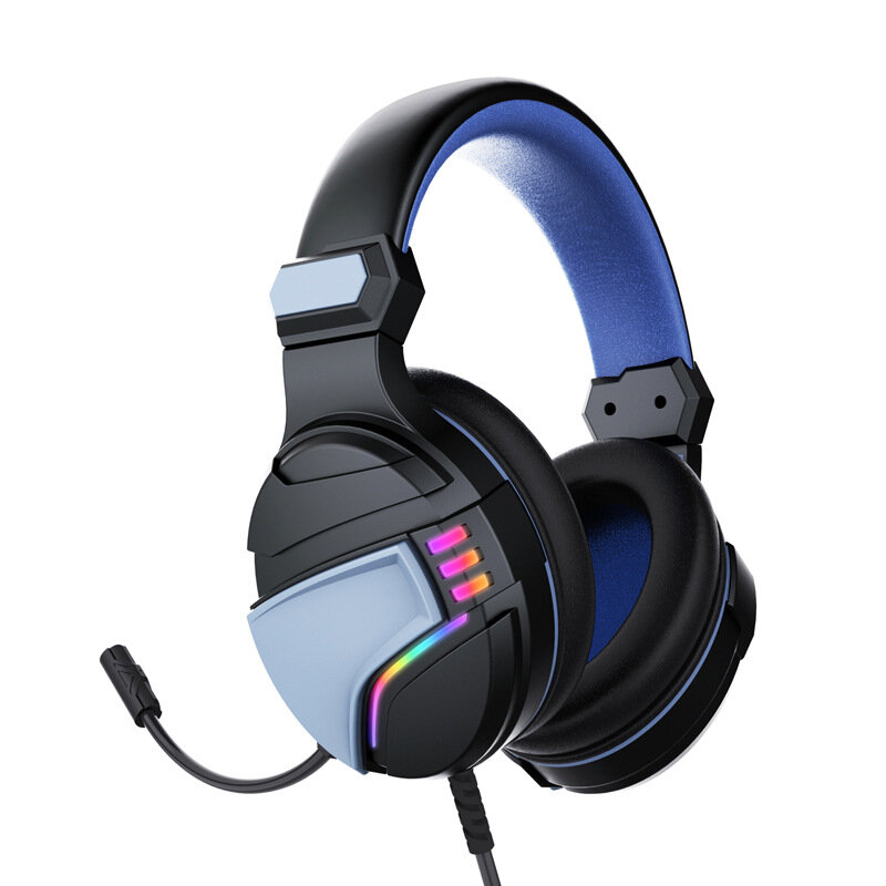 RGB игровой наушник с USB-подключением, шумоподавляющим микрофоном и RGB-подсветкой для ПК - Синий