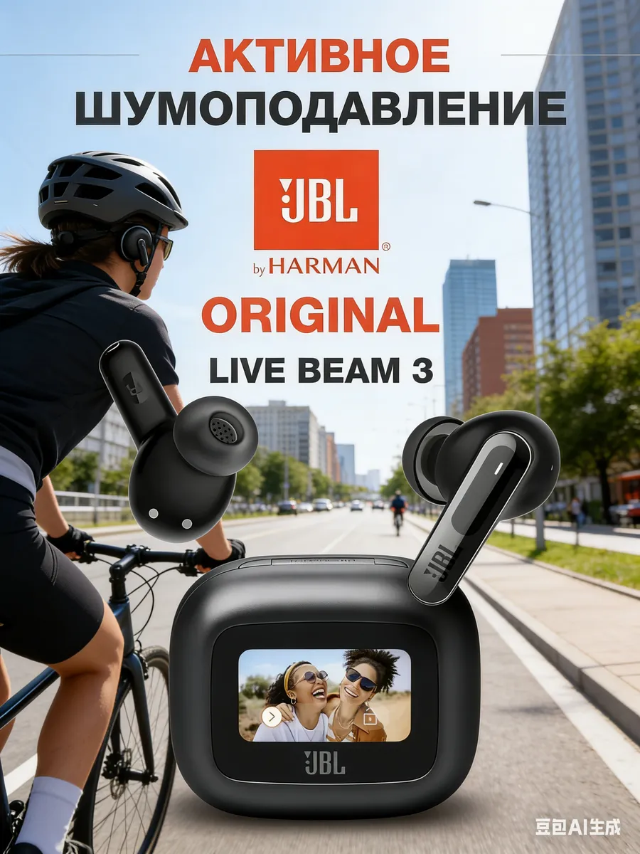 JBL Live Beam 3 True Wireless In-Ear Earbuds with display & mic - Black