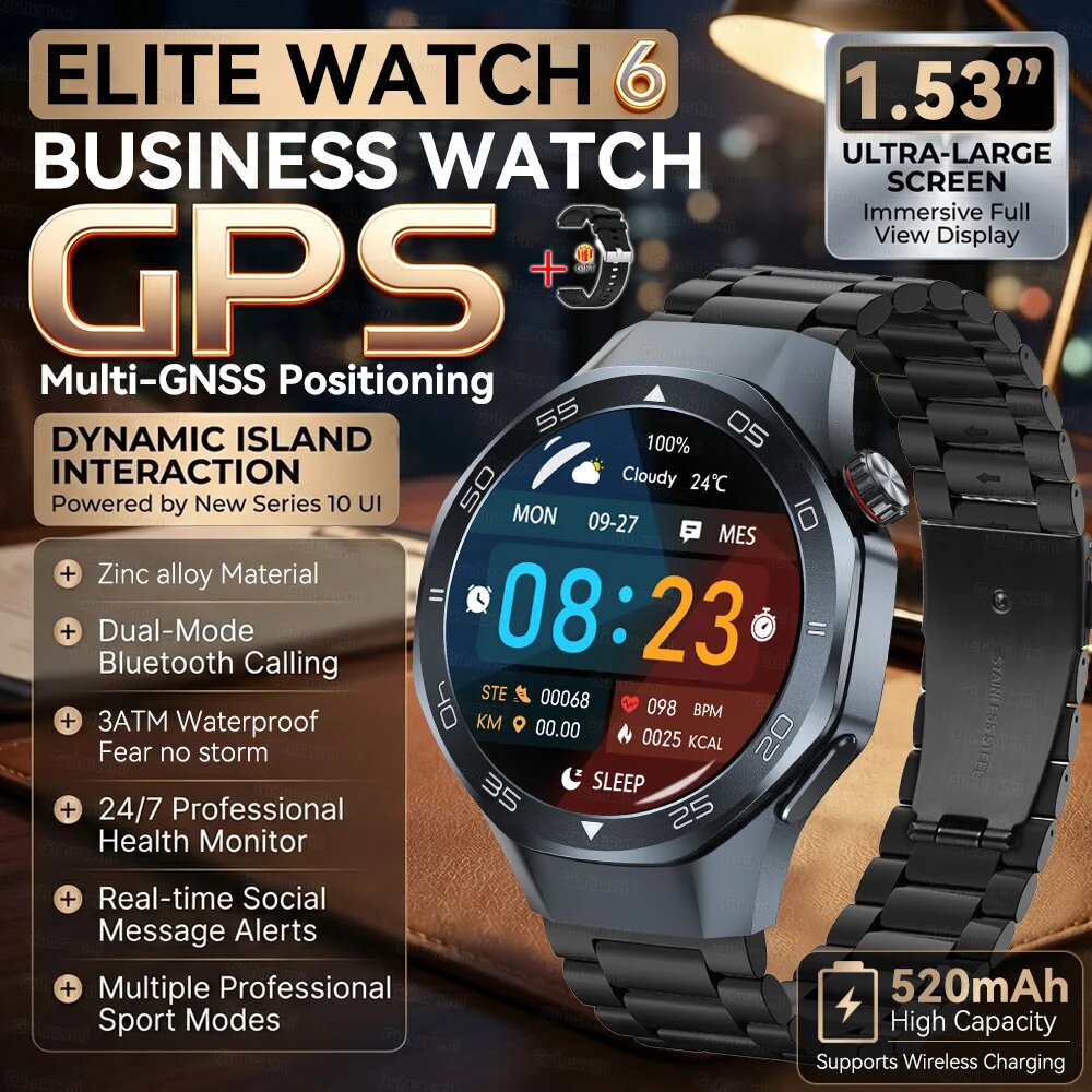 Elite Watch 6 Black Steel, умные часы для мужчин