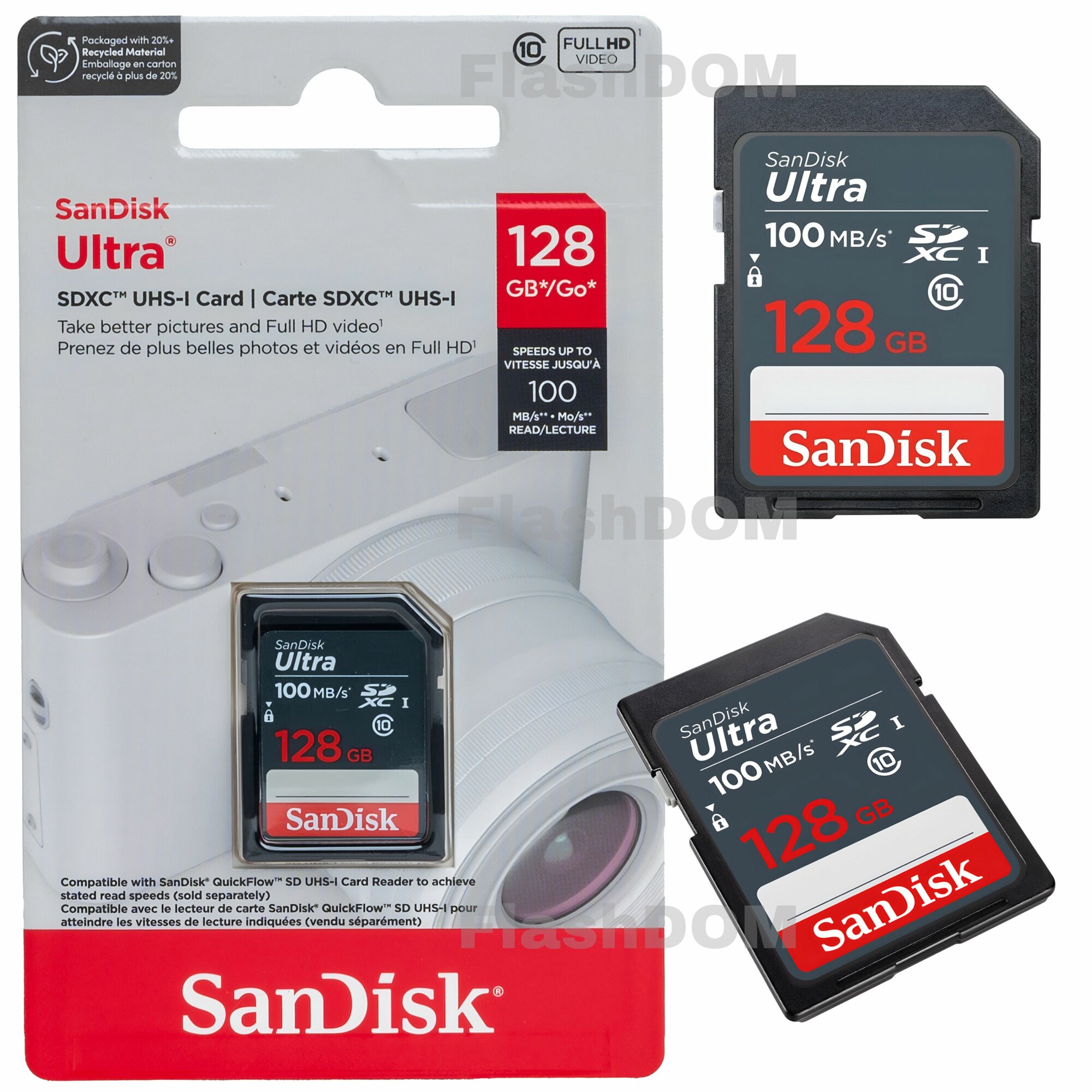 Карта памяти SanDisk SDXC 128 ГБ Ultra Class 10 UHS-I, 100 Мб/с