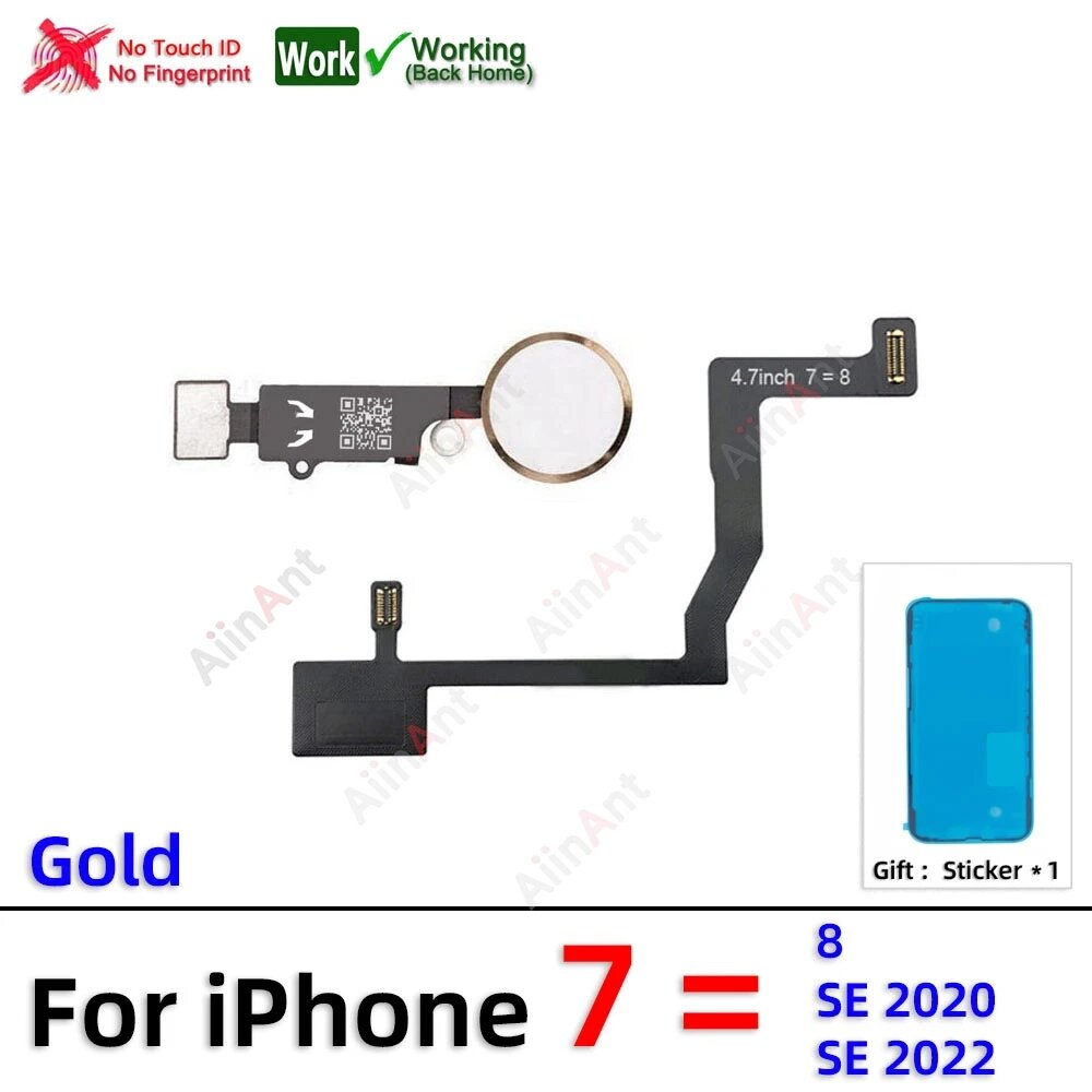 100% тест Aiinant Home Flex для iPhone 7 8 6 6s Plus 5s SE 2020 2, кнопка возврата «Домой», гибкий кабель, детали для телефона с sticekr