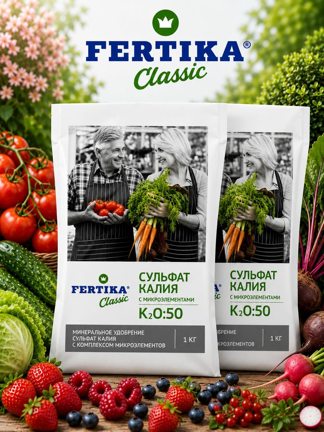 Удобрение Сульфат калия Фертика, 2 шт. по 1 кг