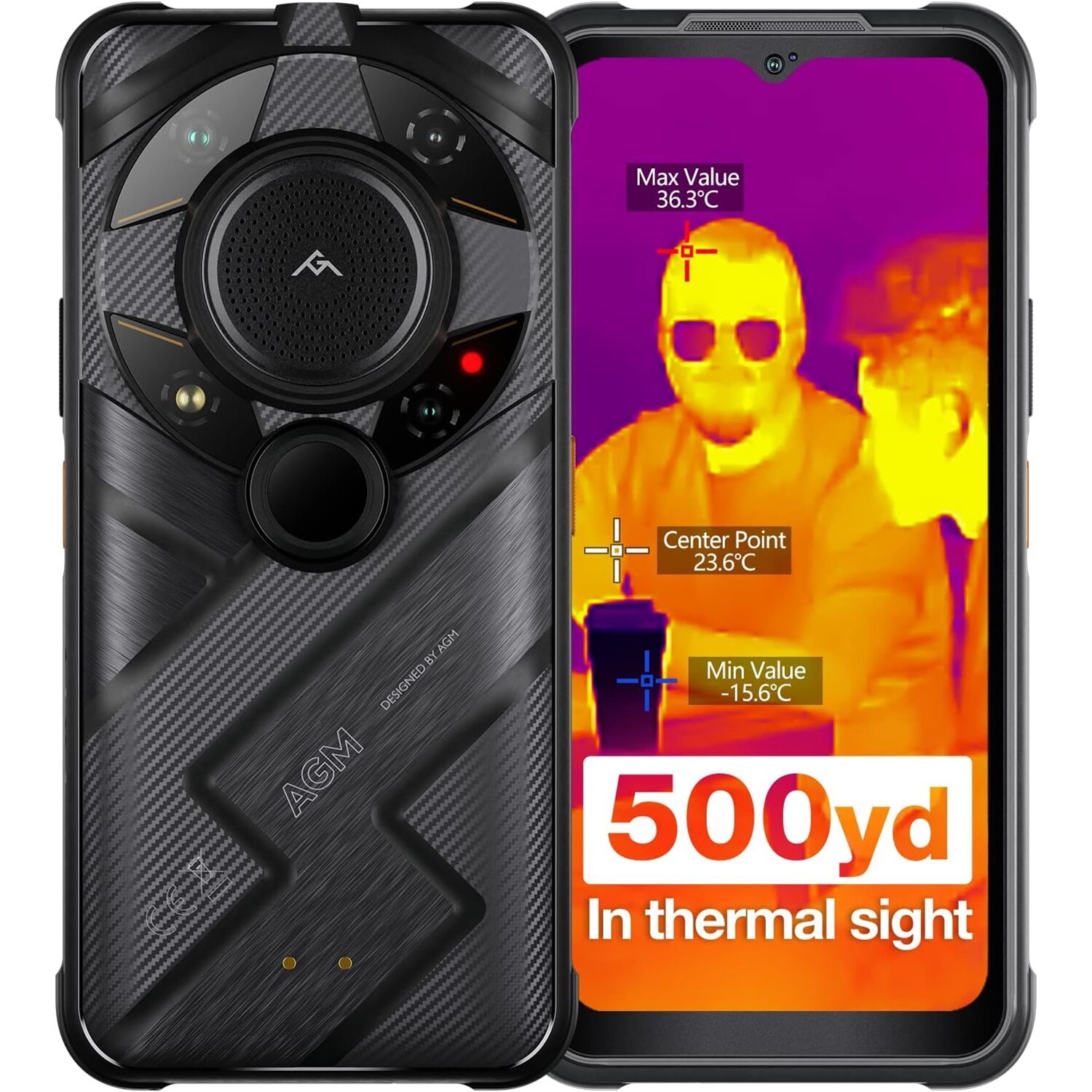 Смартфон AGM G2 Guardian Rugged 5G с тепловизионным монокуляром 500 м, 12 ГБ 256 ГБ памяти, 6,58-дюймовый FHD-дисплей.