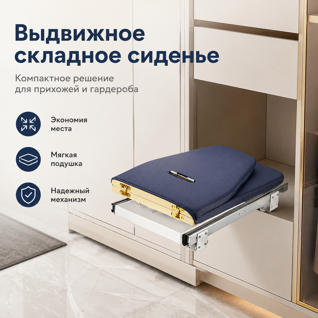 Гладильная доска, встраиваемая, настольная, 30x81x12 см, бежевая