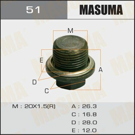 Пробка маслосливная без магнита M20x1.5 для Subaru Impreza, Forester, Legacy, Outback — фото 1