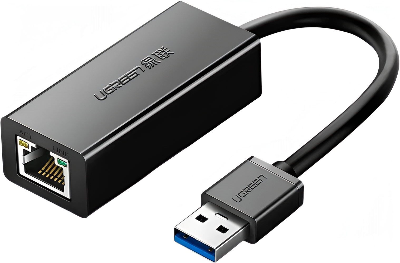 Сетевой адаптер UGREEN CR111, USB 3.0 A(m) - RJ-45 (m), цвет черный , 0.1м