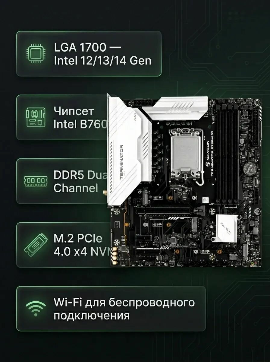 Материнская плата Maxsun MS-Terminator B760M D5 WIFI
