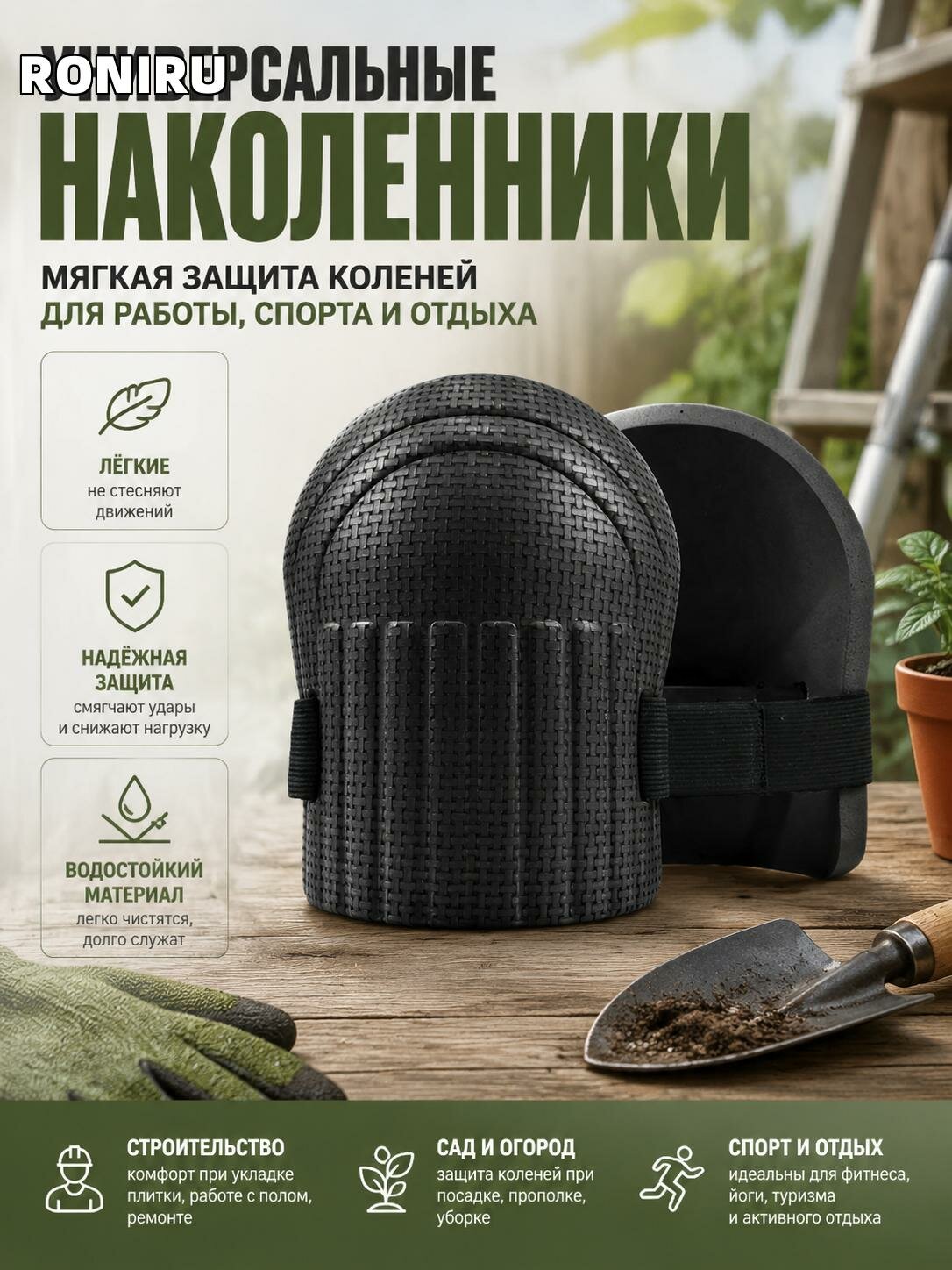 Универсальные наколенники для сада и строительства — мягкая защита коленей для работы, спорта и отдыха, лёгкие