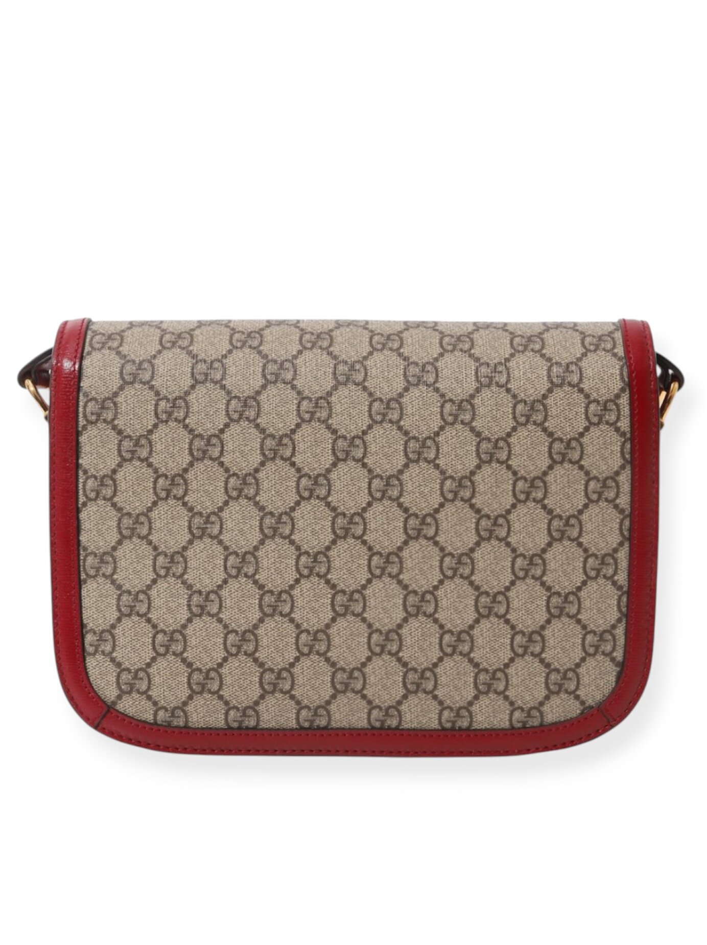 Сумка кросс-боди GUCCI 1955 Horsebit Small, бежевый/красный — фото 1