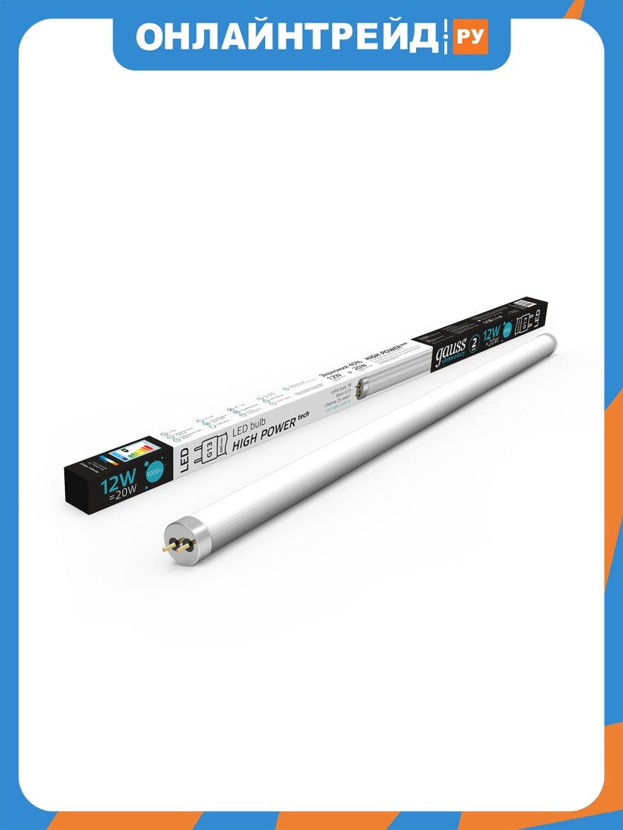 Светодиодная лампа Gauss Elementary T8 12W 1000lm 4000K G13 600mm стекло LED 1/20