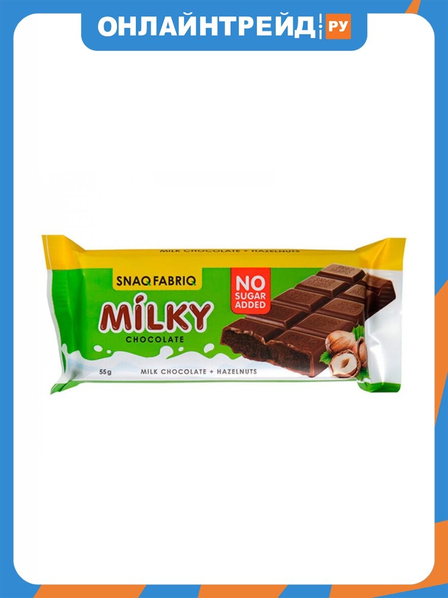 Шоколадный батончик Snaq Fabriq Milky Молочный шоколад с шоколадно-ореховой пастой 55 г