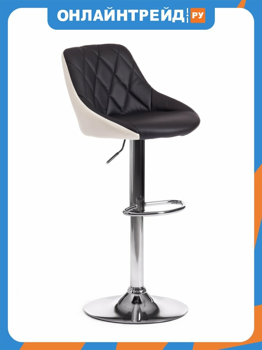 Стул барный Tetchair MESSY (mod. KY704C), металл/экокожа, 47*48*84-105 см, черный/белый/хром (2шт/уп)
