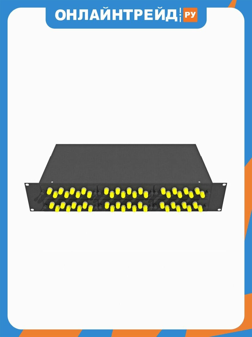 Кросс оптический Toplan , стоечный 19", 48 ST/UPC адаптеров, MM (50/125), 2U, черный, укомплектованный (КРС-Top-2U-48ST/U-OM2-BK)