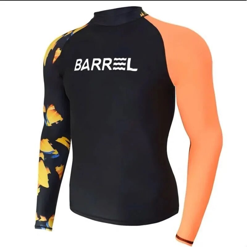 Гидромайка Barrel с длинным рукавом, размер XXL, черный топ с оранжевыми рукавами
