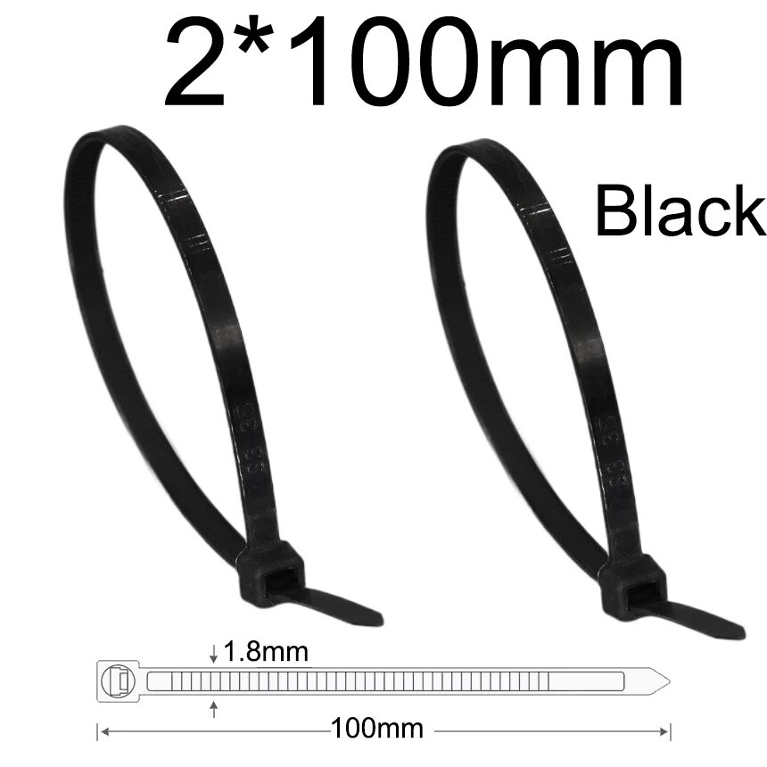 Кабельные стяжки нейлоновые черные и белые 200Pieces, Black 2x100mm
