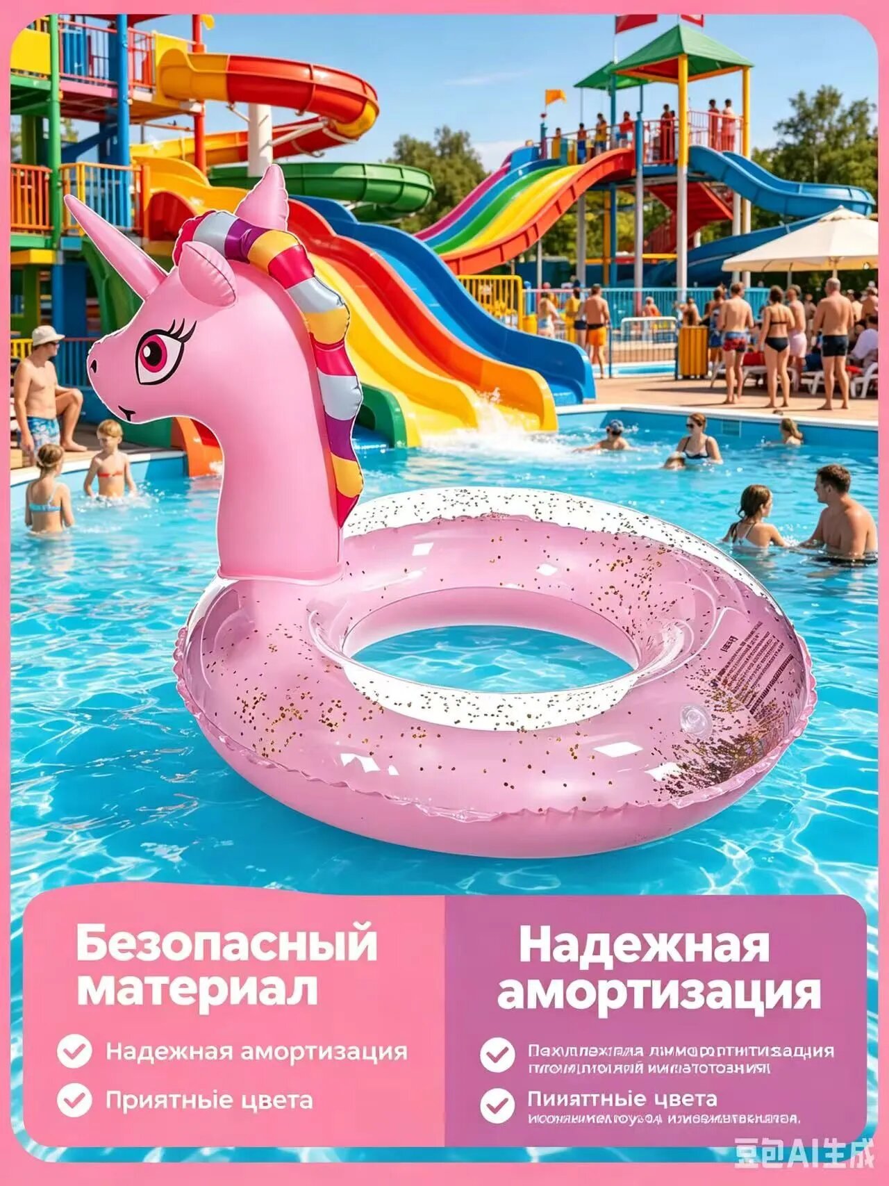 Детский надувной круг. Безопасный, устойчивый, быстро надувается. Идеален для пляжа! — фото 1